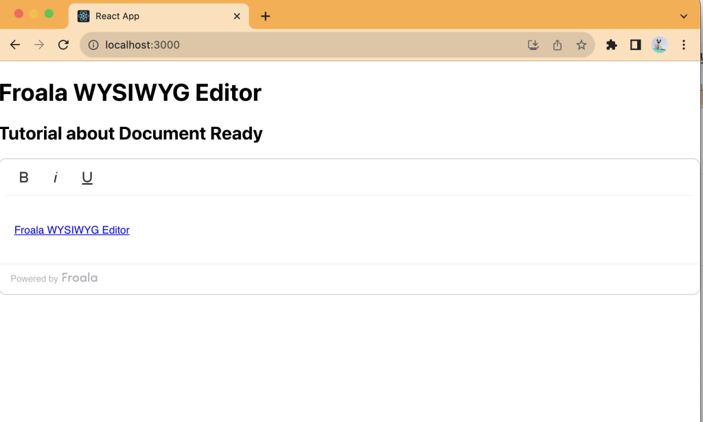 Document Ready Mode On A Froala Component In Your React App
