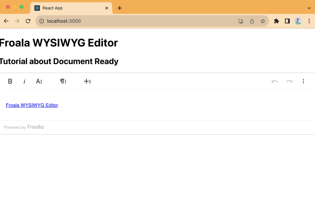 Document Ready Mode on a Froala Component in Your React App