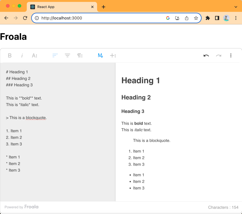 How to Use the Froala Markdown Plugin: Item-by-Item