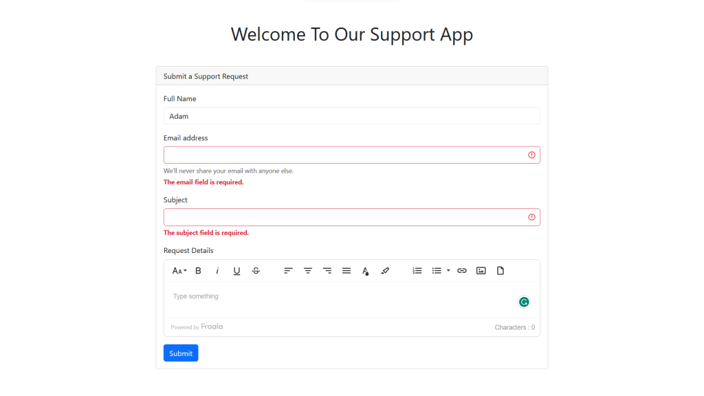 Support System with Laravel & Froala - Part 1