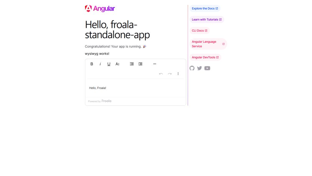 Froala HTML Editor in Angular without SSR