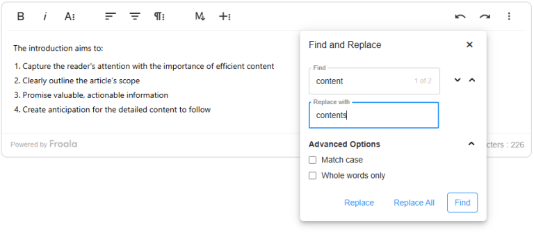 The Developer's Ultimate Guide to Froala's Find and Replace Plugin