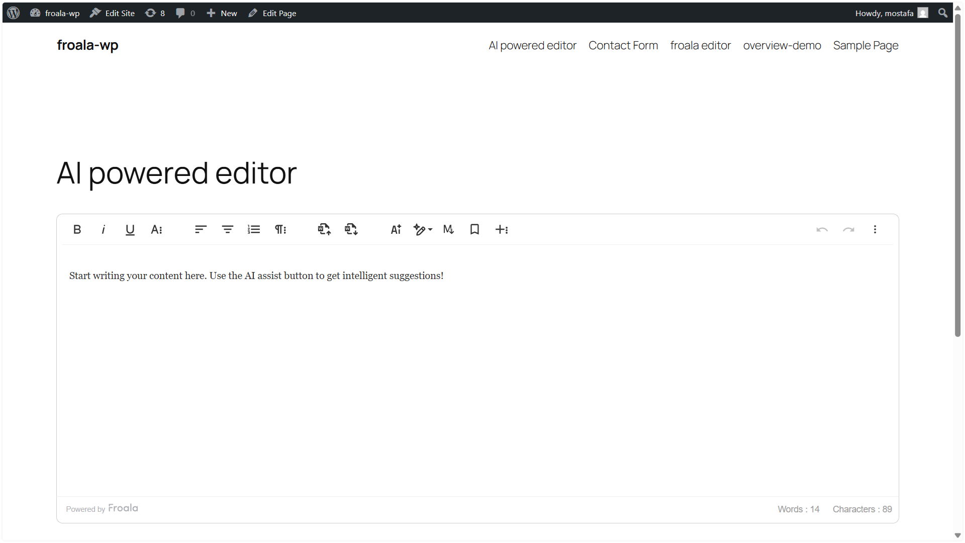 How to Set Up Froala AI Assist in WordPress with DeepSeek